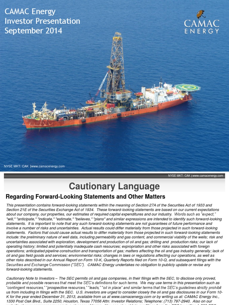 CAMAC Energy Investor Presentation | PDF | Hydrocarbon Exploration ...