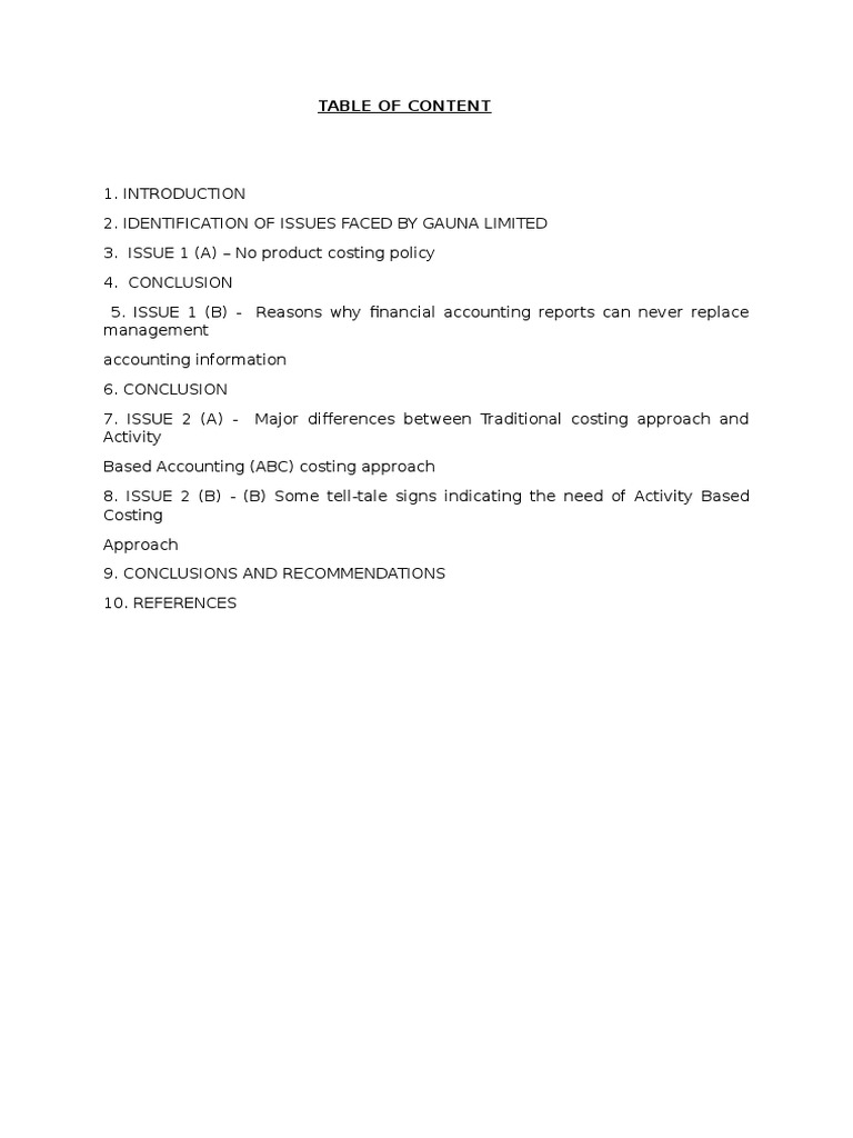 Management Accounting Report | PDF