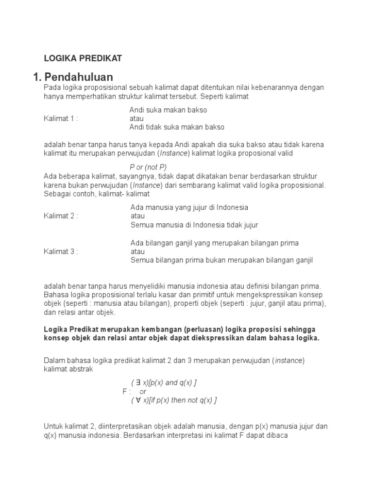 Logika Predikat | PDF