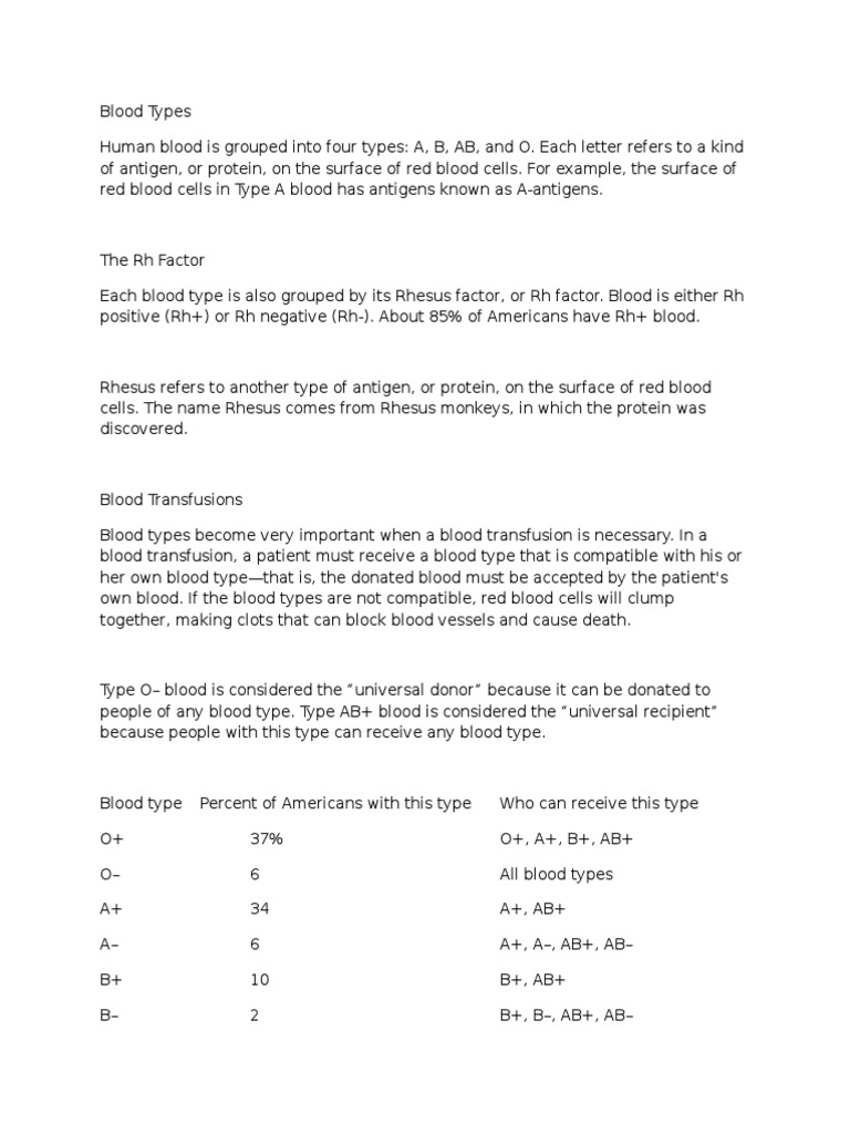 Blood Types | PDF | Blood Type | Pathology