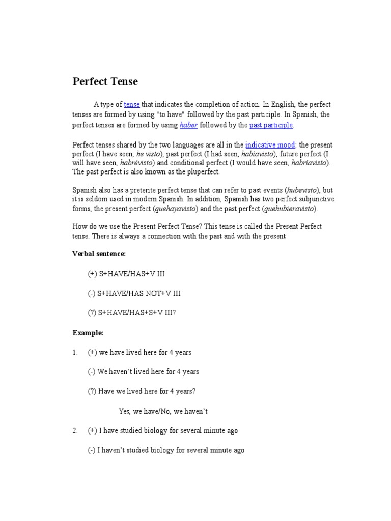 Present Perfect Tense | PDF | Perfect (Grammar) | Grammatical Tense