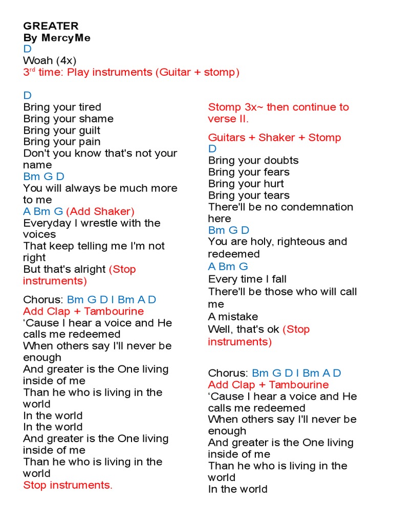 Greater by MercyMe | PDF