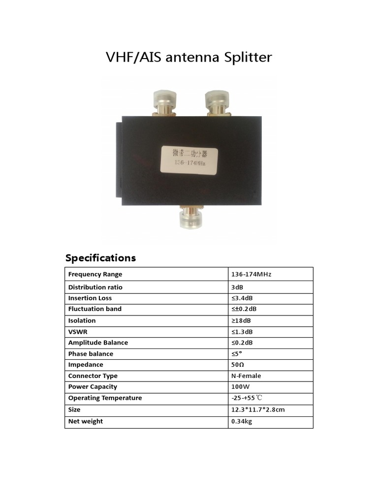 AIS VHF Antenna Splitter | PDF