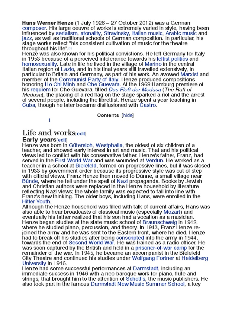 Henze | PDF | Classical Music | Performing Arts
