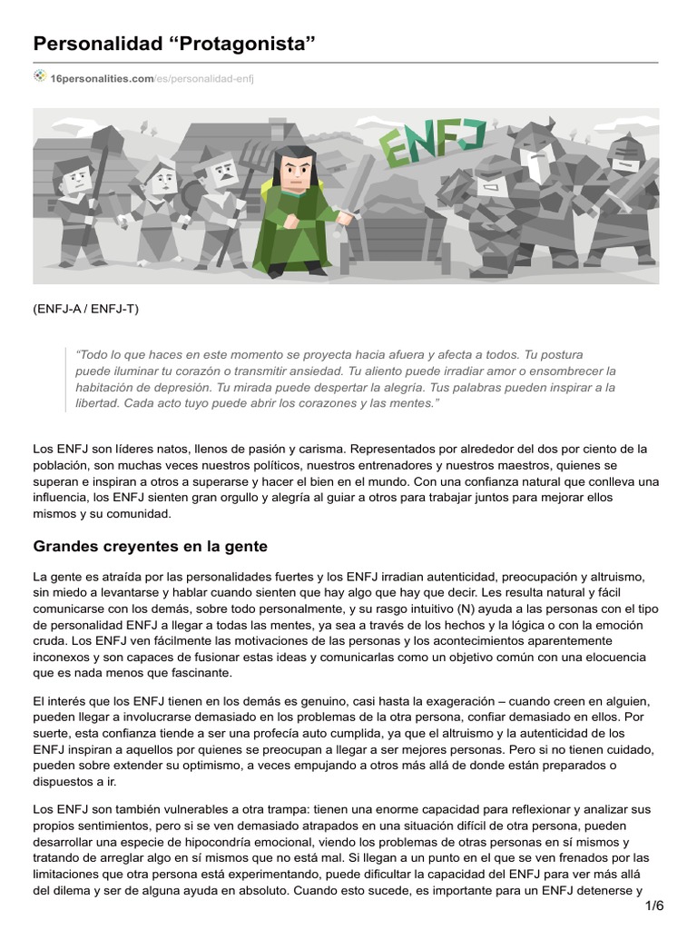 Personalidad ENFJ: Líderes Altruistas | PDF | Amor | Ciencias del ...