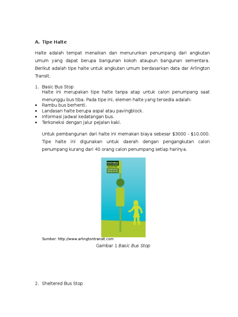Jenis dan Ukuran Halte Bus | PDF