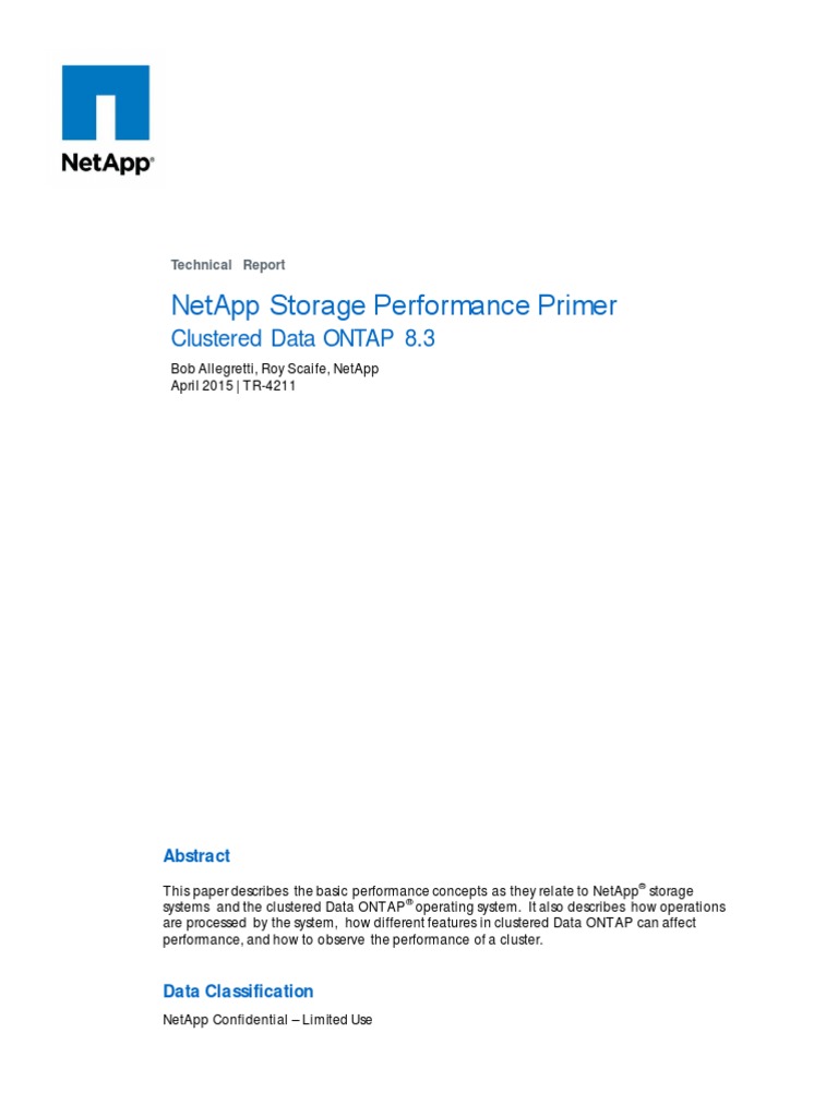 Tr-4211 NetApp Storage Performance Primer | PDF | Cache (Computing) | Flash Memory