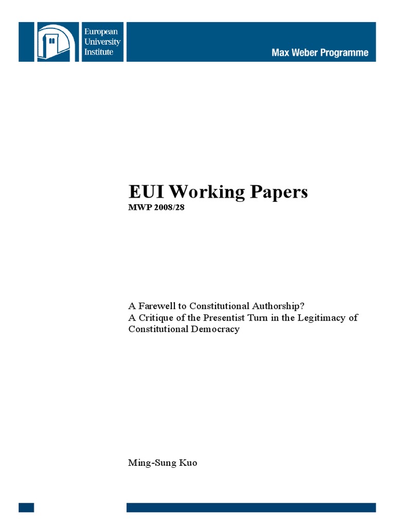 EUI Working Papers | PDF | John Rawls | Legitimacy (Political)