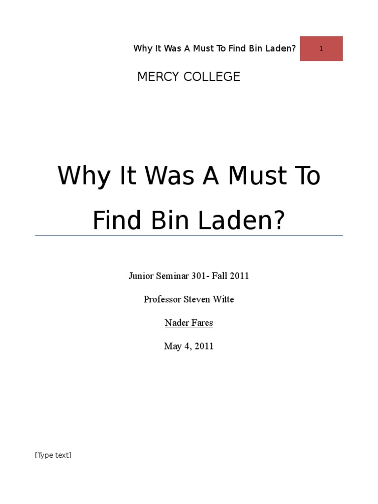 Whyitwasamustto Find Bin Laden?: Mercy College | PDF | Osama Bin Laden ...