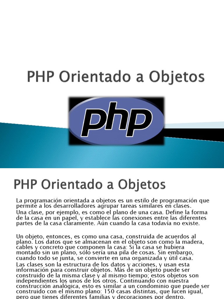 PHP Orientado A Objetos | PDF | Objeto (informática) | Clase (Programación informática)