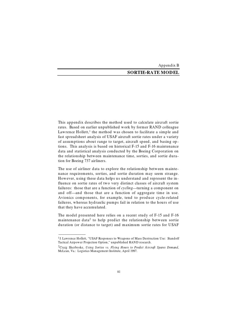Rand - Sortie-Rate Model | PDF | United States Air Force | Dawn