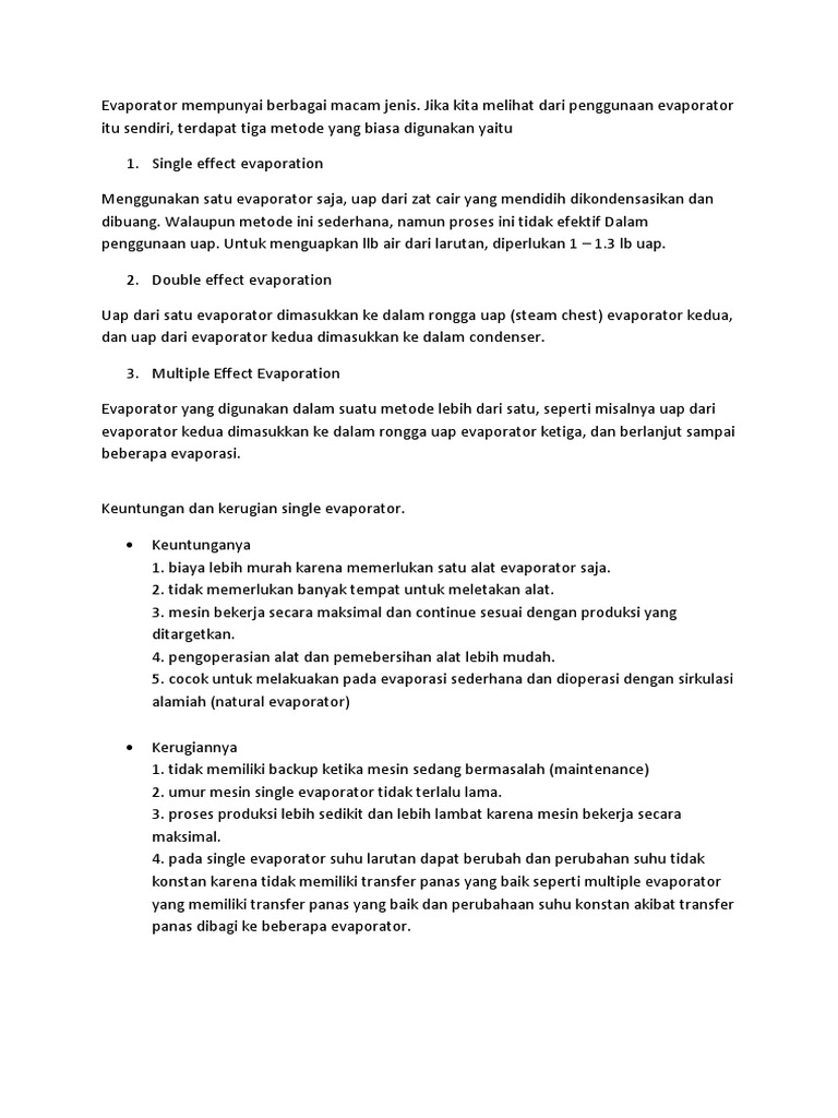 Kekurangan Dan Kelebihan Evaporator | PDF | Griya & Taman | Sains ...