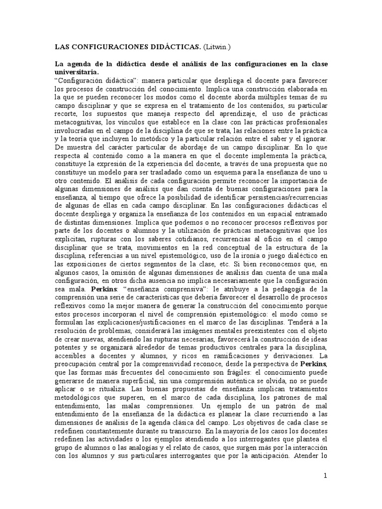 Litwin. Las Configuraciones Didácticas. | PDF | Paradigma | Conocimiento
