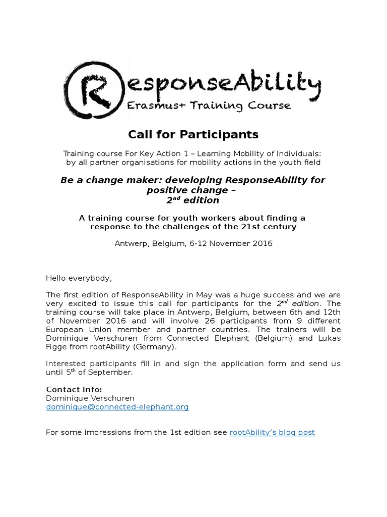 Call For Participants ResponseAbility 2nd Edition | PDF | Empowerment ...