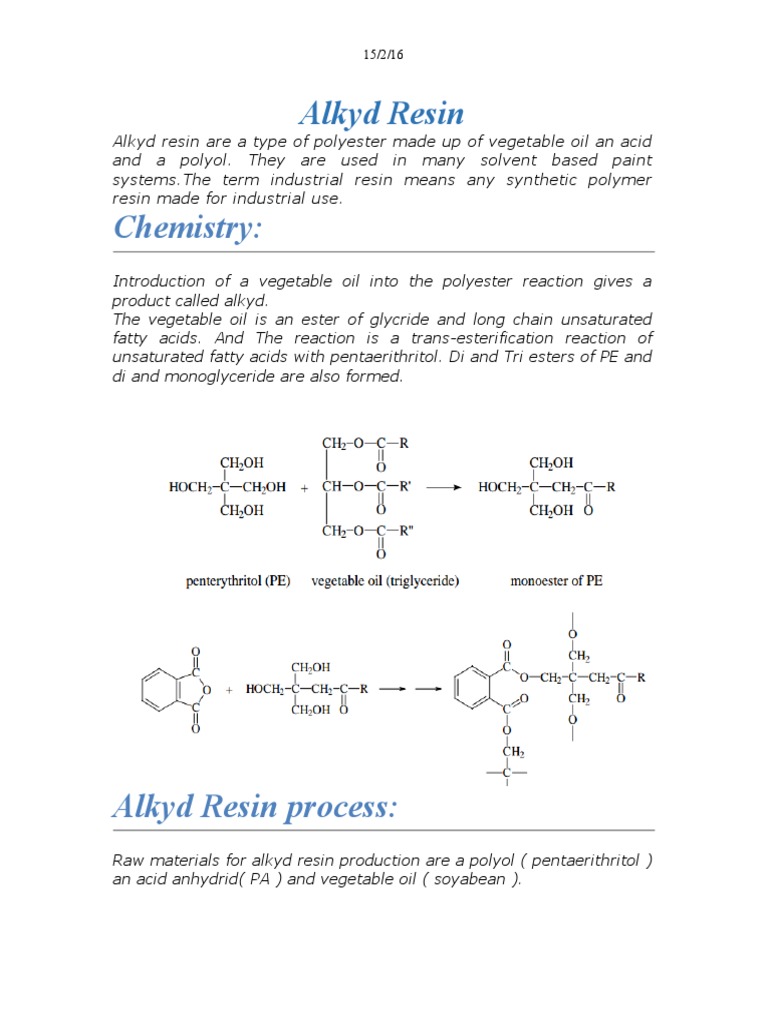 Alkyd | PDF | Polyester | Vegetable Oil