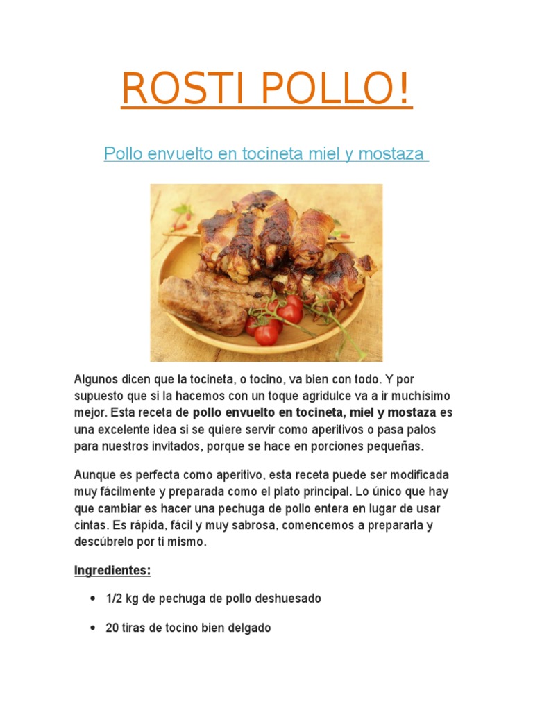 Rosti Pollo | PDF | Mostaza (Condimento) | Cilantro