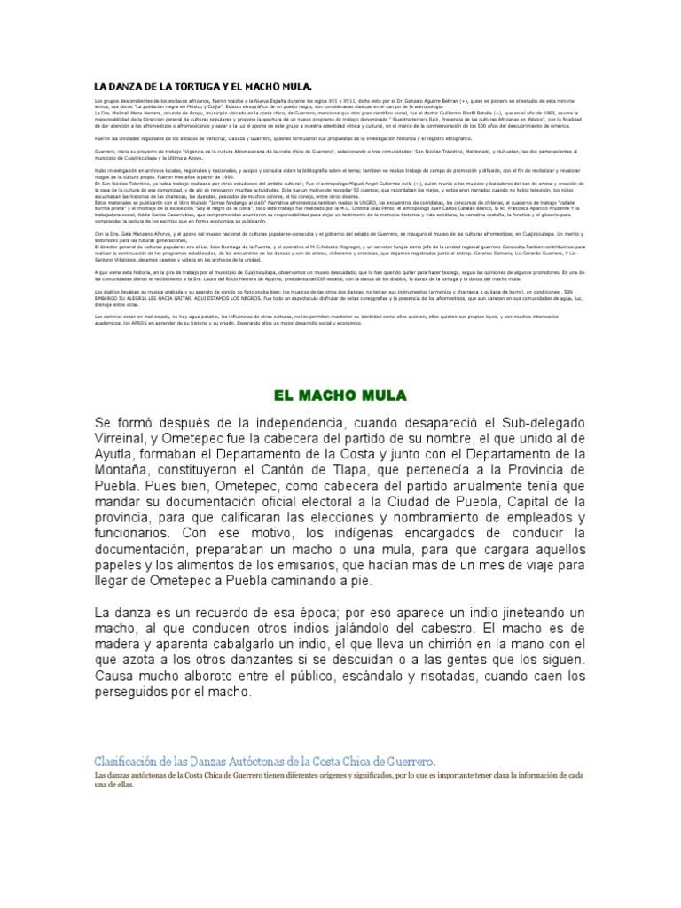Monografia La Danza Del Macho Mula | PDF | México