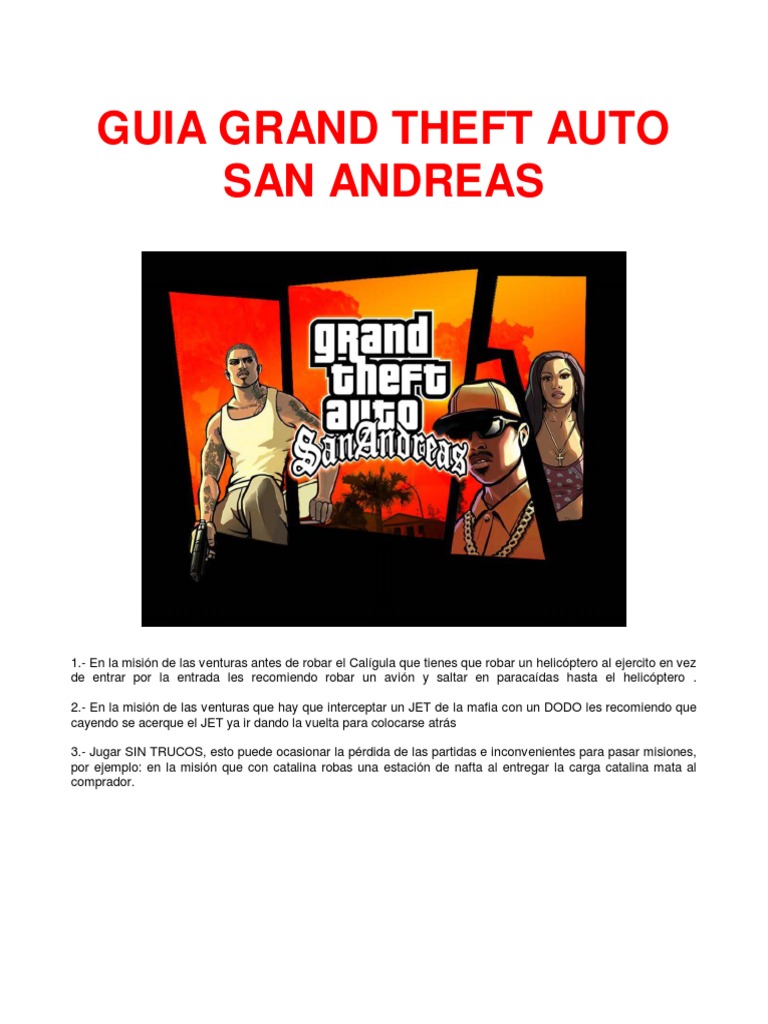 Guia GTA San Andreas | PDF | Robo | Ocio