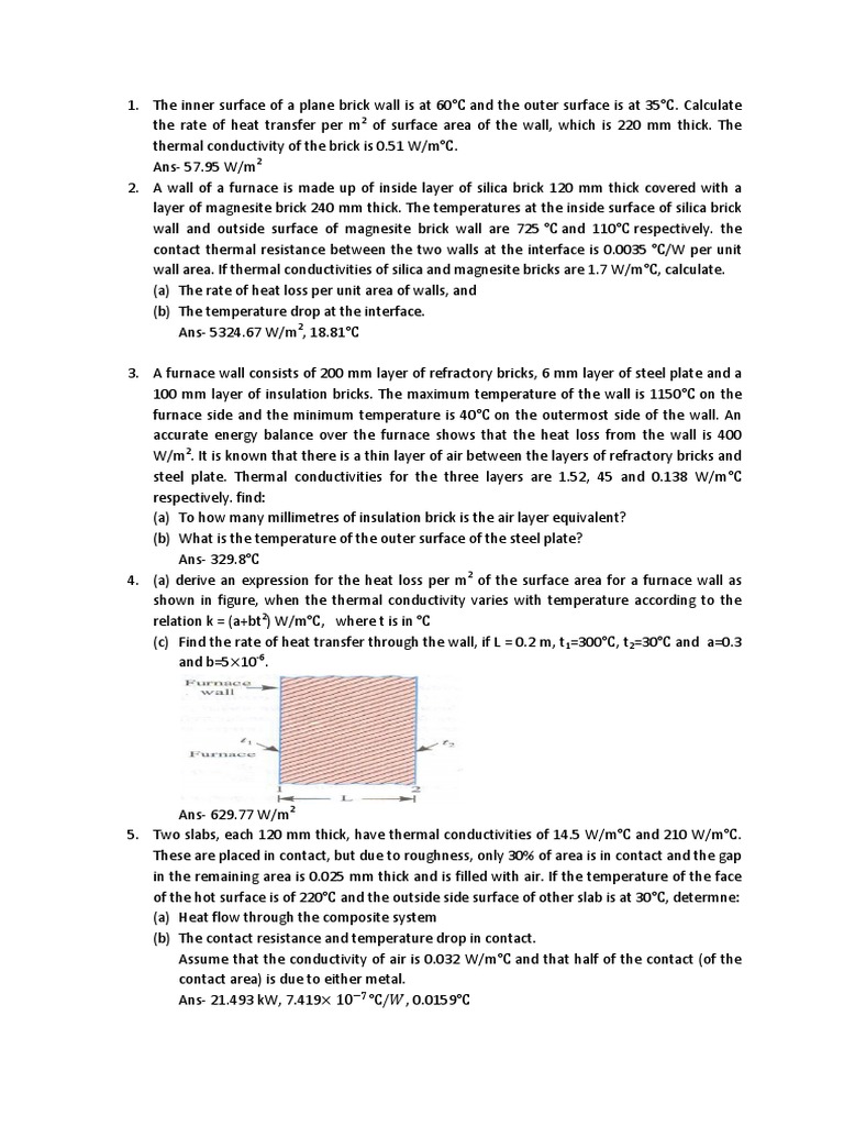 Practice Set 1 (Basic Questions) (1 Copy) | PDF | Thermal Conductivity | Heat Transfer