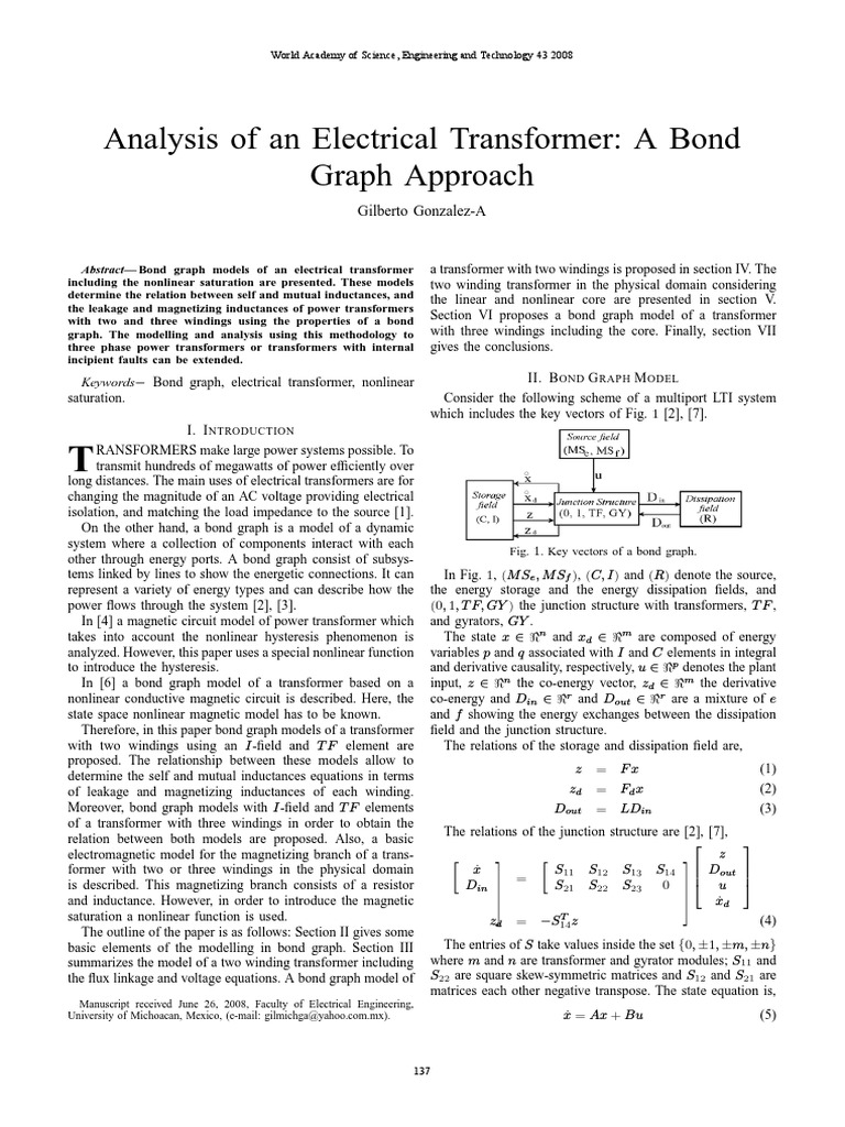 Analysis of An Electrical Transformer: A Bond Graph Approach | PDF ...