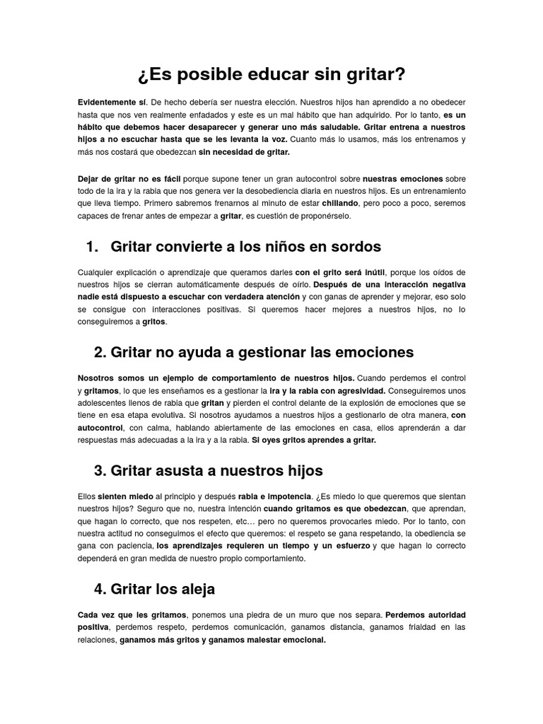 Es Posible Educar Sin Gritar | PDF | Ira | Autoestima