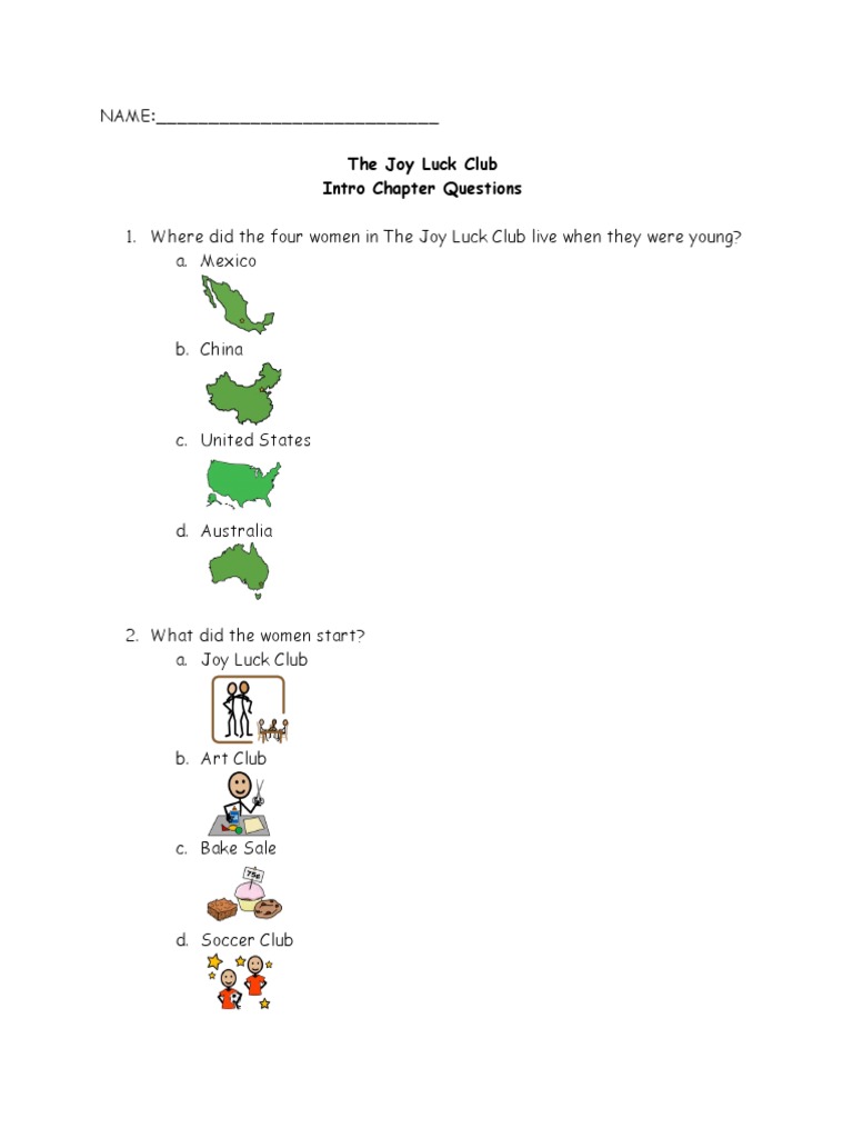 Joy Luck Club Intro Questions | PDF