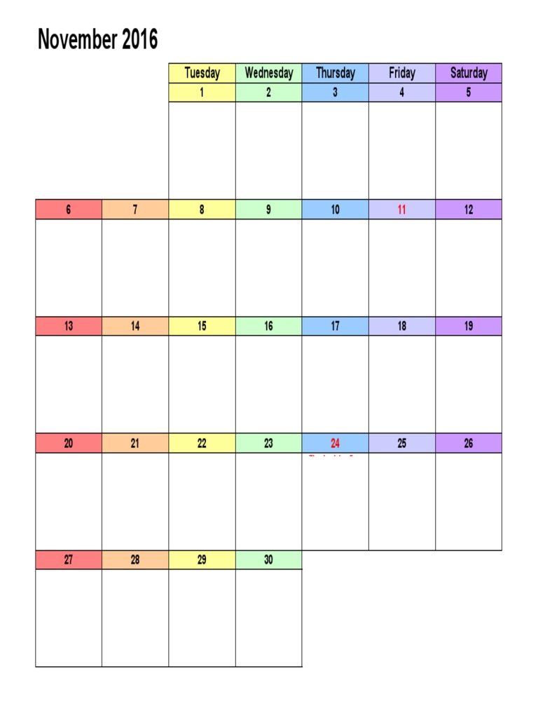November 2016 Calendar | PDF