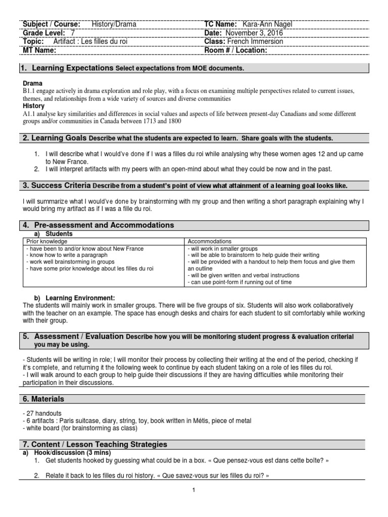 Artifact Lesson | Download Free PDF | Further Education | Teaching And ...
