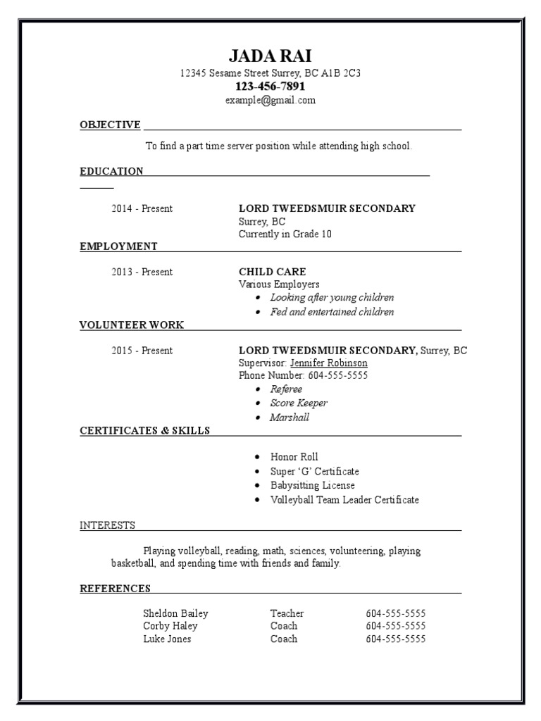 Part-Time Server Resume for Student | PDF | Career & Growth