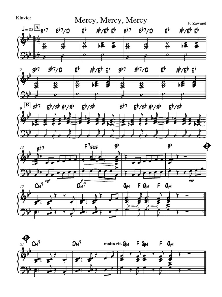 Mercy Mercy Mercy Piano PDF | PDF