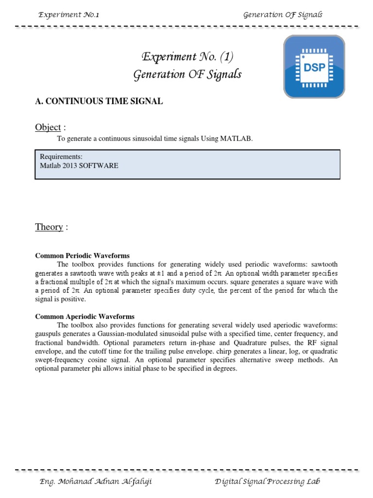 Signal Generation Using MATLAB | PDF