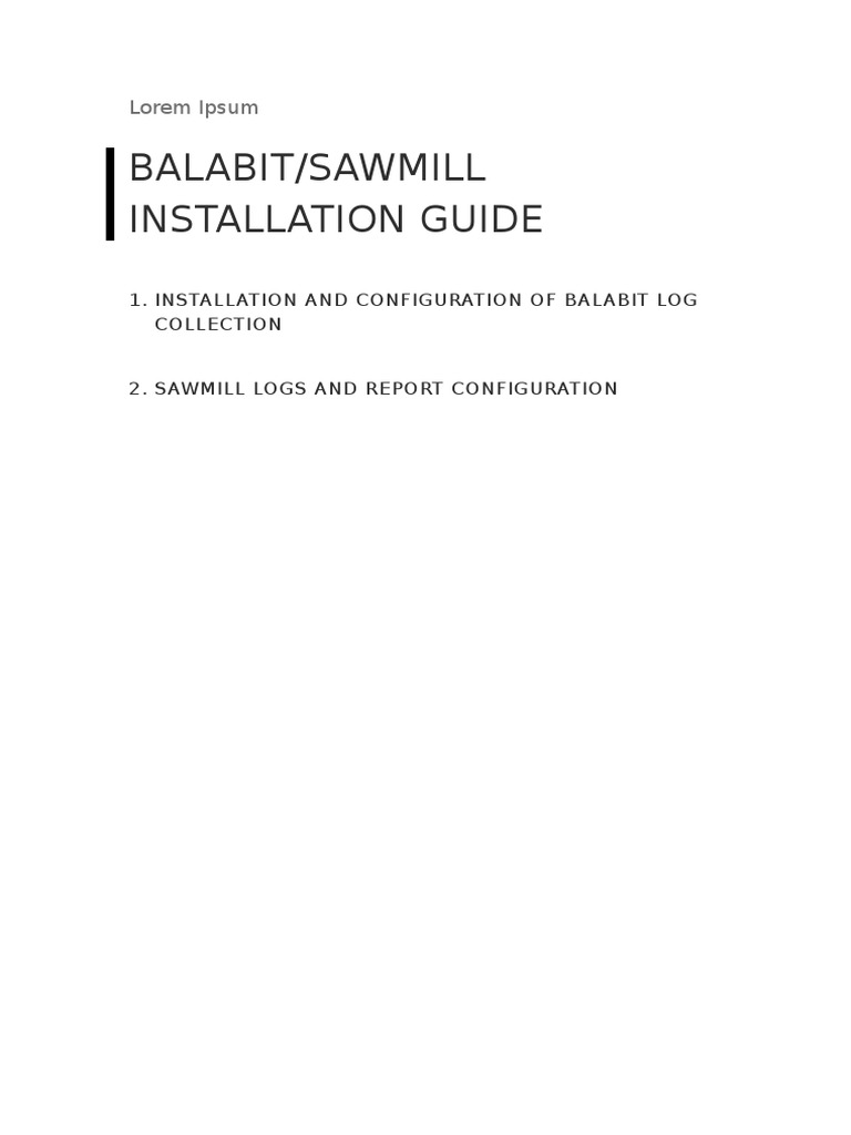 Balabit/Sawmill Installation Guide: Lorem Ipsum | PDF