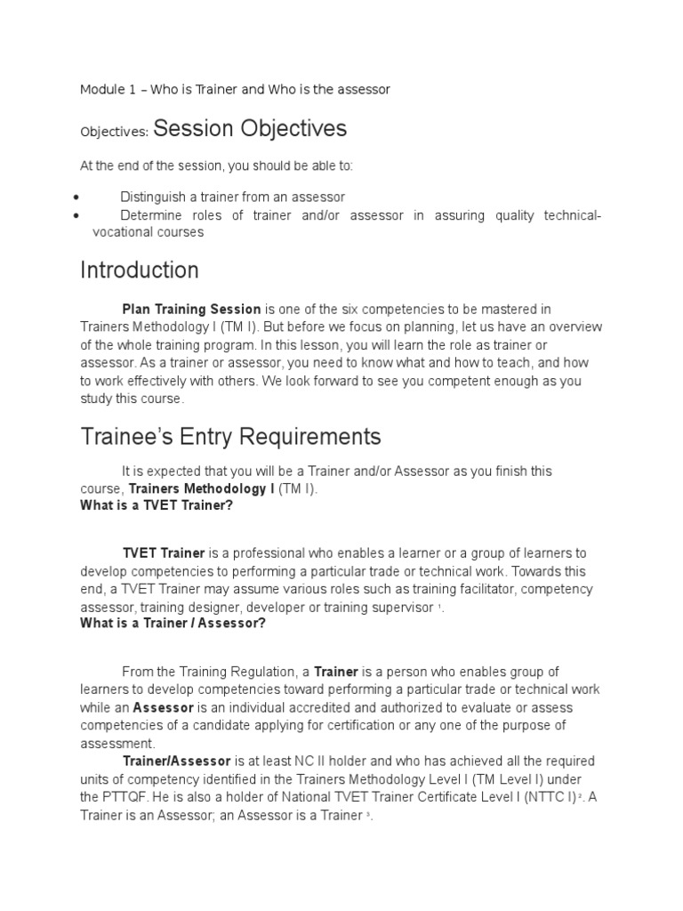 Understanding TESDA Trainer Roles | PDF | Educational Assessment ...