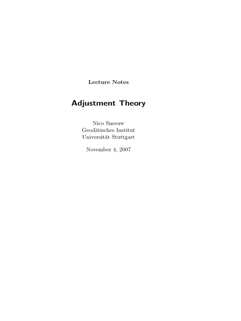 Adjustment Theory PDF | PDF | Errors And Residuals | Matrix (Mathematics)