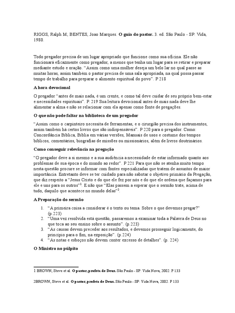 O Guia Do Pastor - Riggs | PDF | Bíblia | Tempo