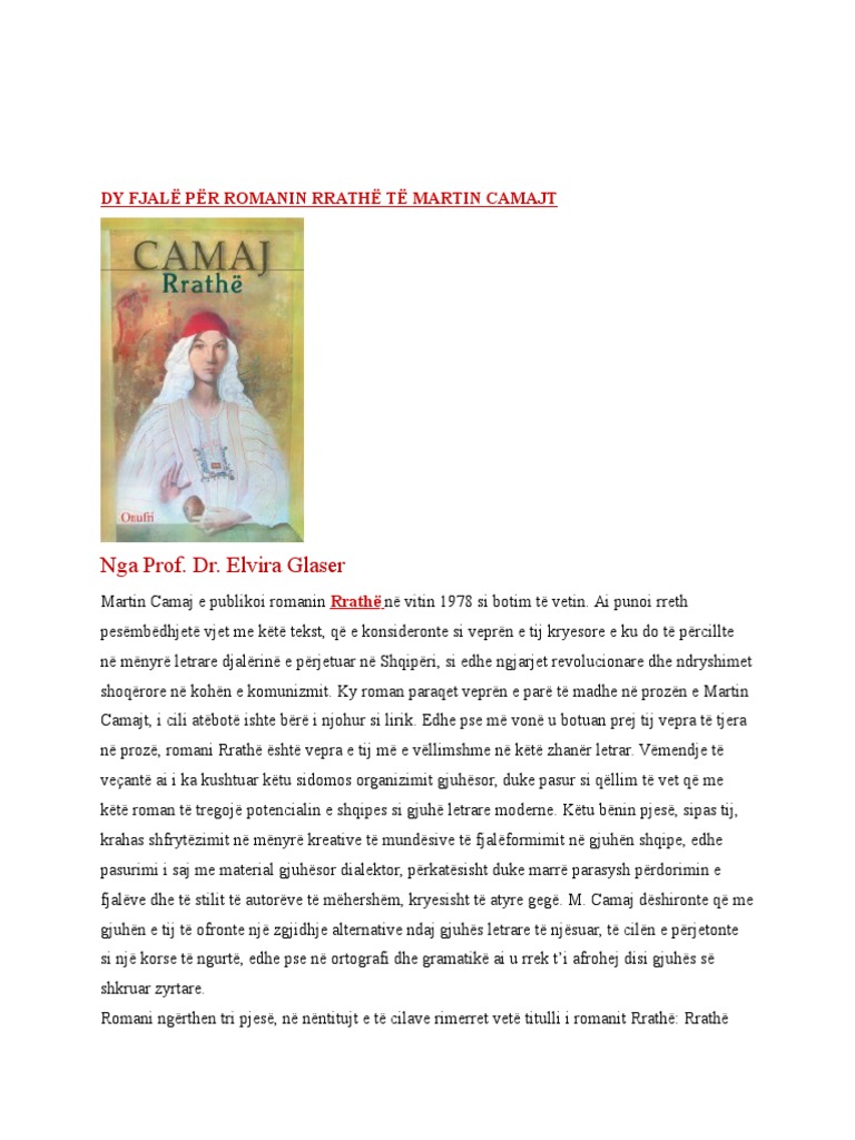 Dy Fjalë Për Romanin Rrathë Të Martin Camajt | PDF