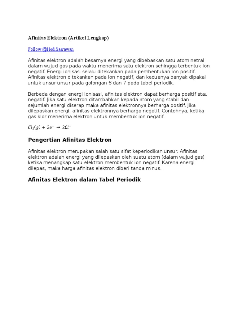 Afinitas Elektron | PDF
