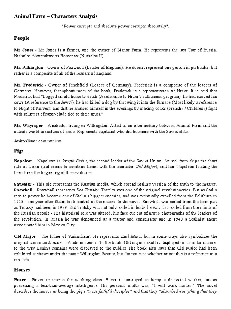 Animal Farm Animal Analysis | PDF | Utopia
