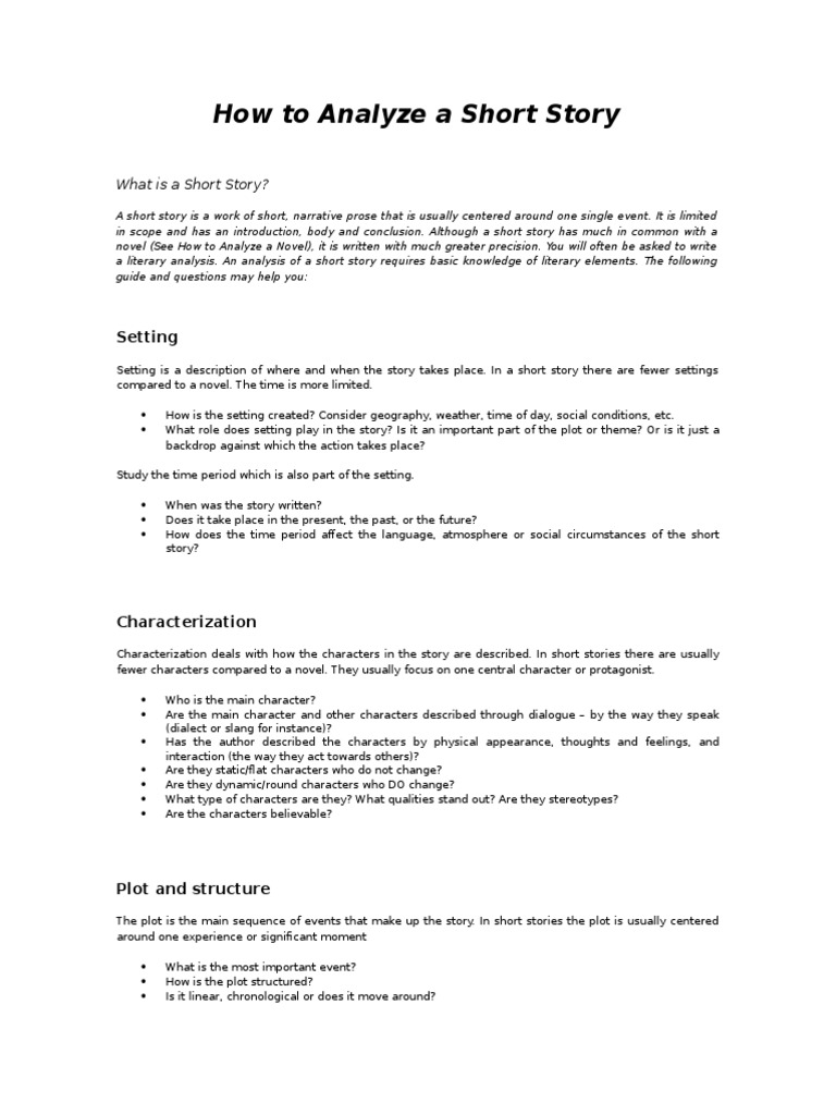Guide to Analyzing Short Stories | PDF