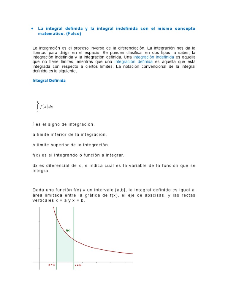 Definición de Integral Definida | Integral | Relaciones matematicas