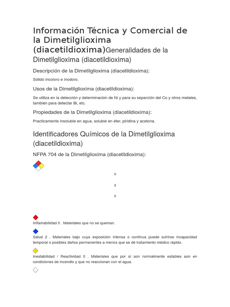 Dimetilglioxima | PDF | Toxicidad | Agua