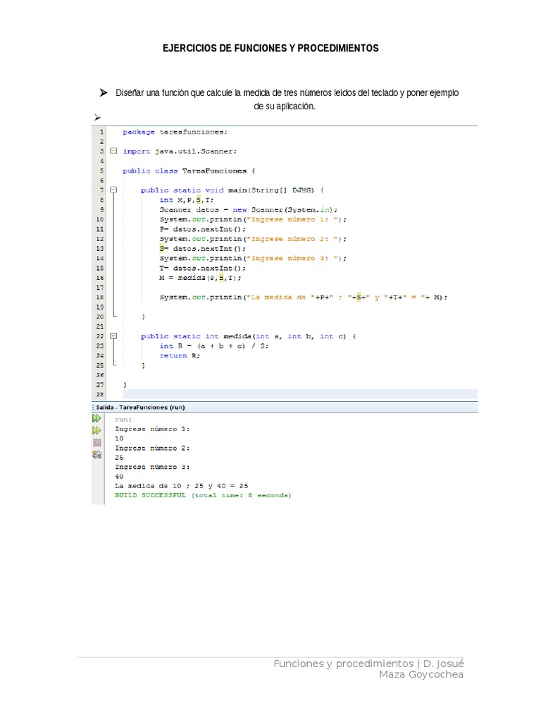 Ejercicios Funciones Java | PDF | Métodos y materiales de enseñanza ...