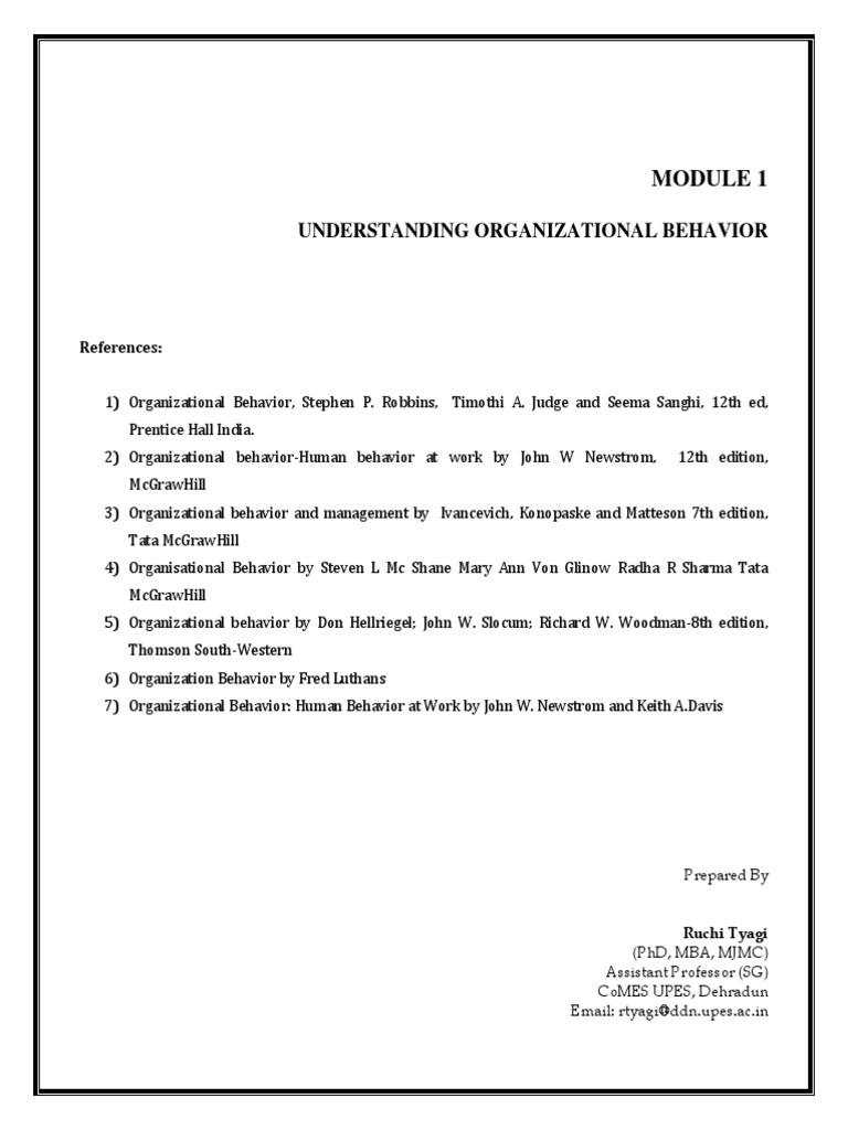 Ob Mod 1 Tutorial 1 | PDF | Organizational Behavior | Motivation