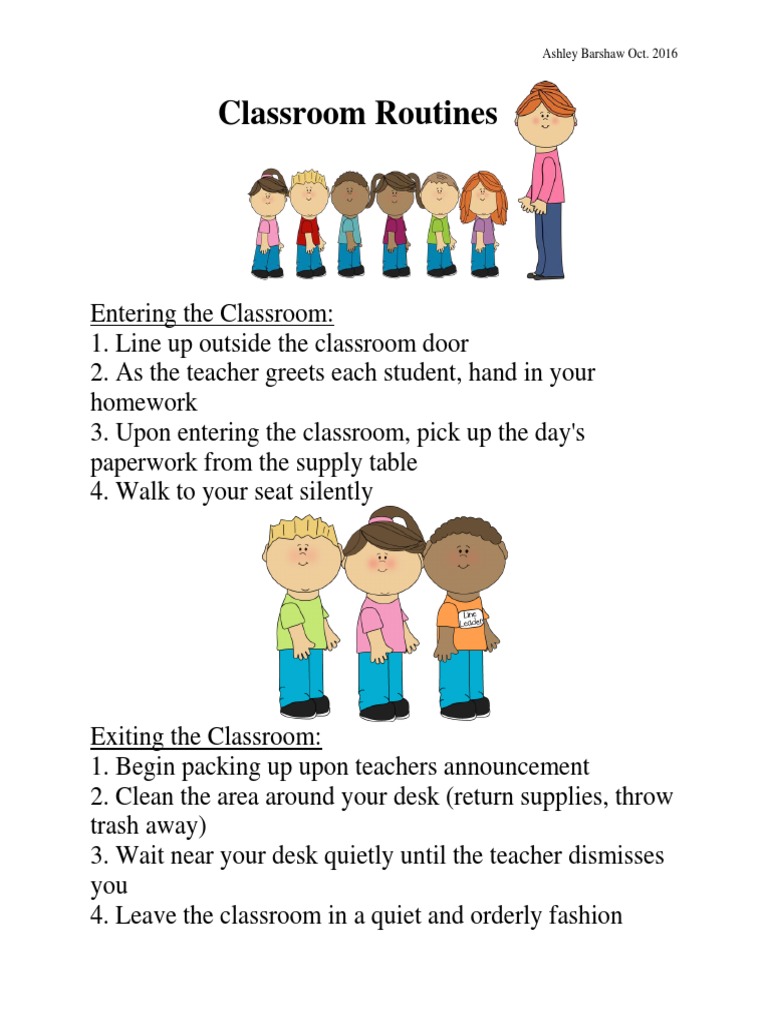 Classroom Routines Pdf