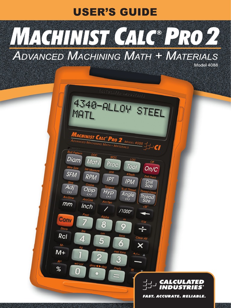 Machinist Calc Pro 2ug4088e B Pdf Trigonometric Functions Drill