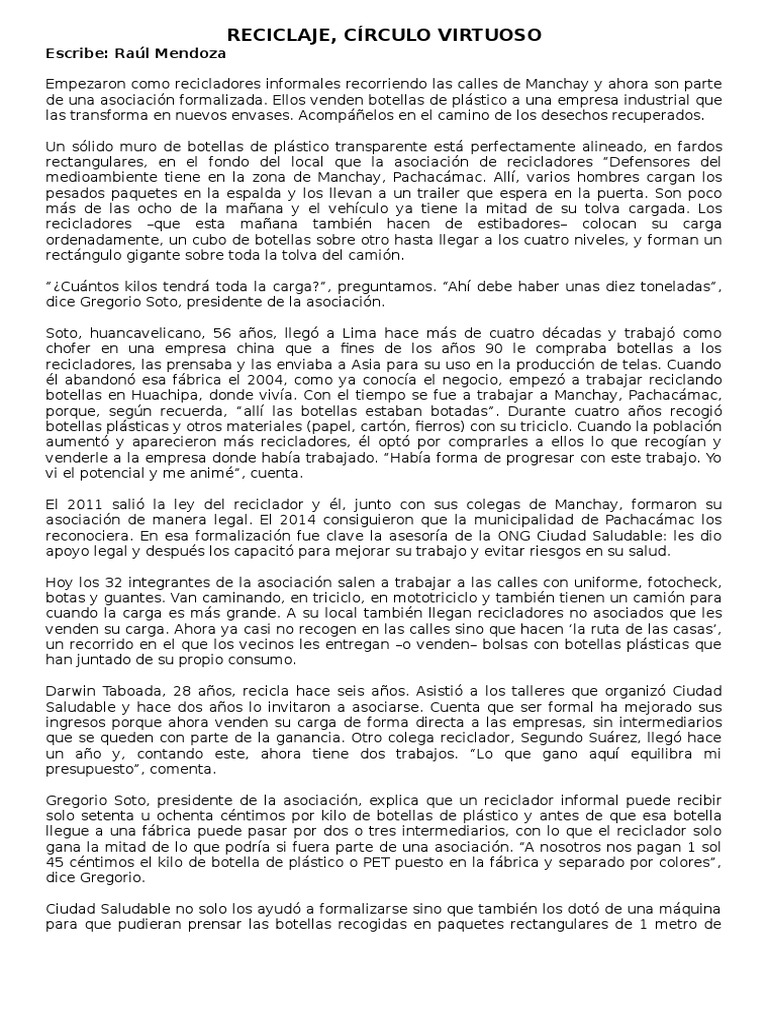 Reciclaje Circulo Vicioso | PDF | Reciclaje | El plastico