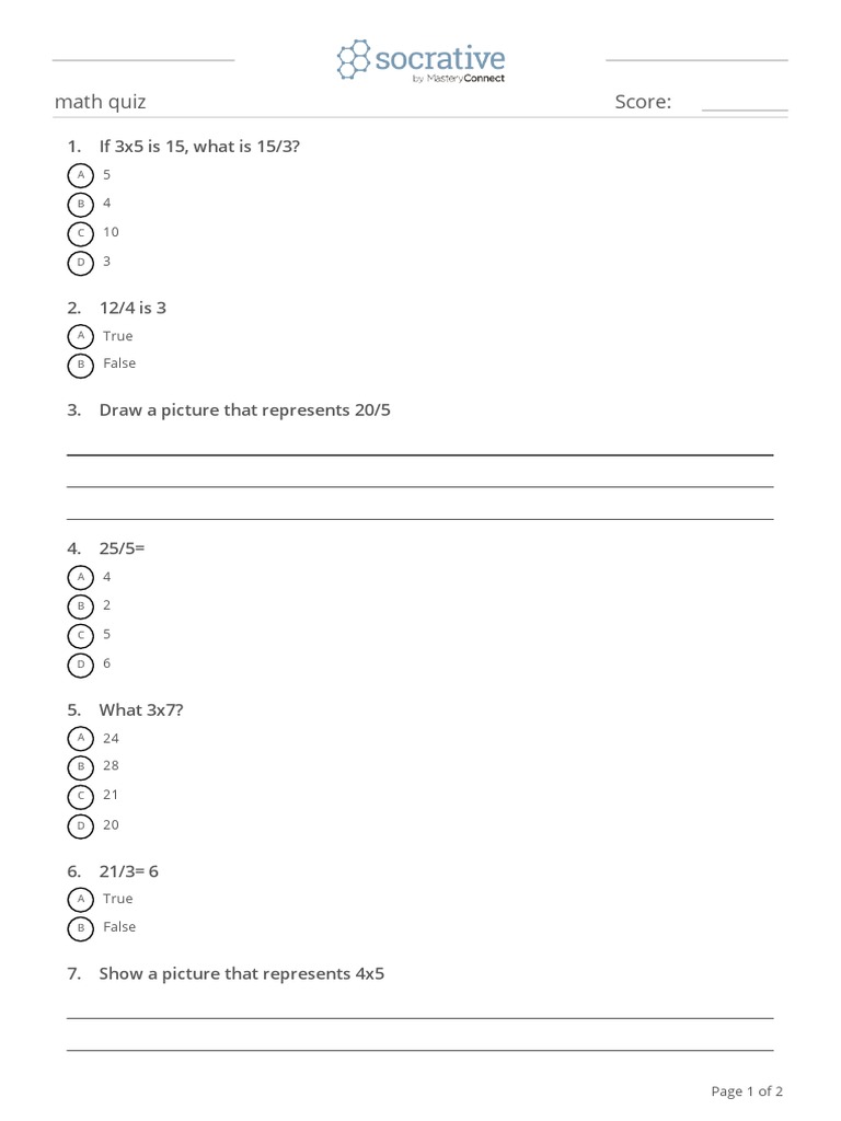 Basic Math Quiz Questions | PDF | Teaching Methods & Materials