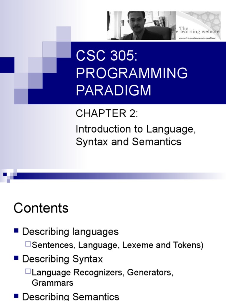 CSC 305: Programming Paradigm: Introduction To Language, Syntax and Semantics | PDF | Notation ...