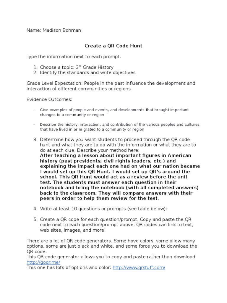 QR Code Hunt | PDF | Qr Code | Teaching And Learning