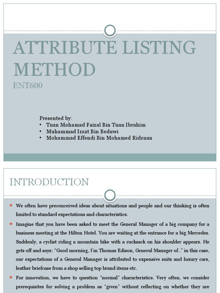 Attribute Listing Method | Pencil | Cognition